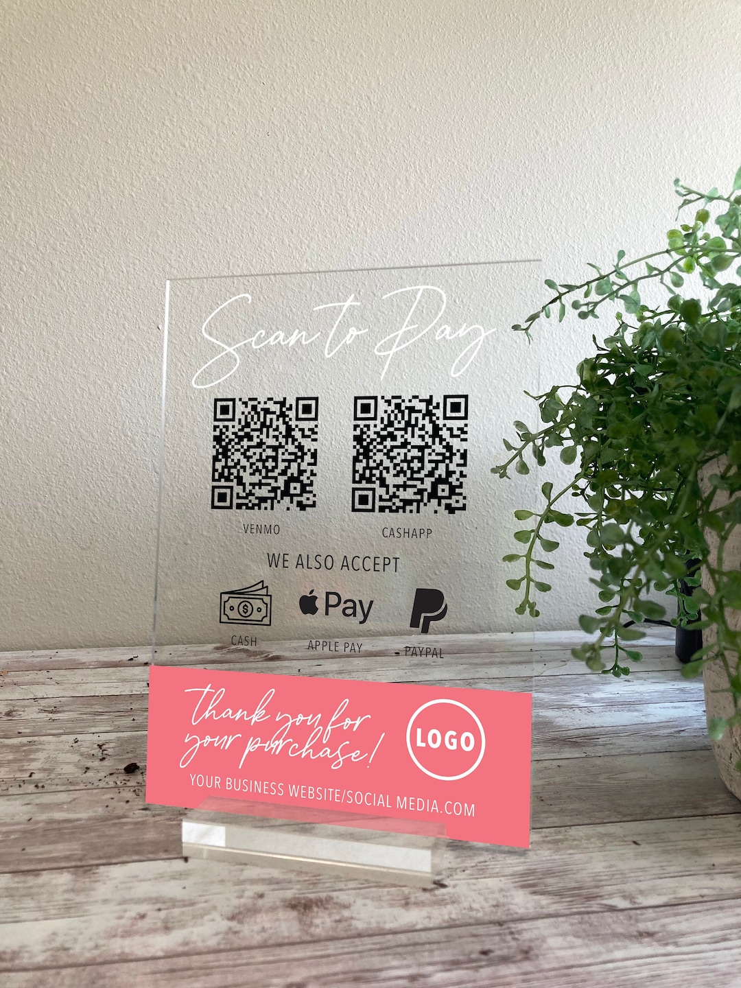 Scan Here to Pay — QR Code Custom Acrylic Business Display, Online ...