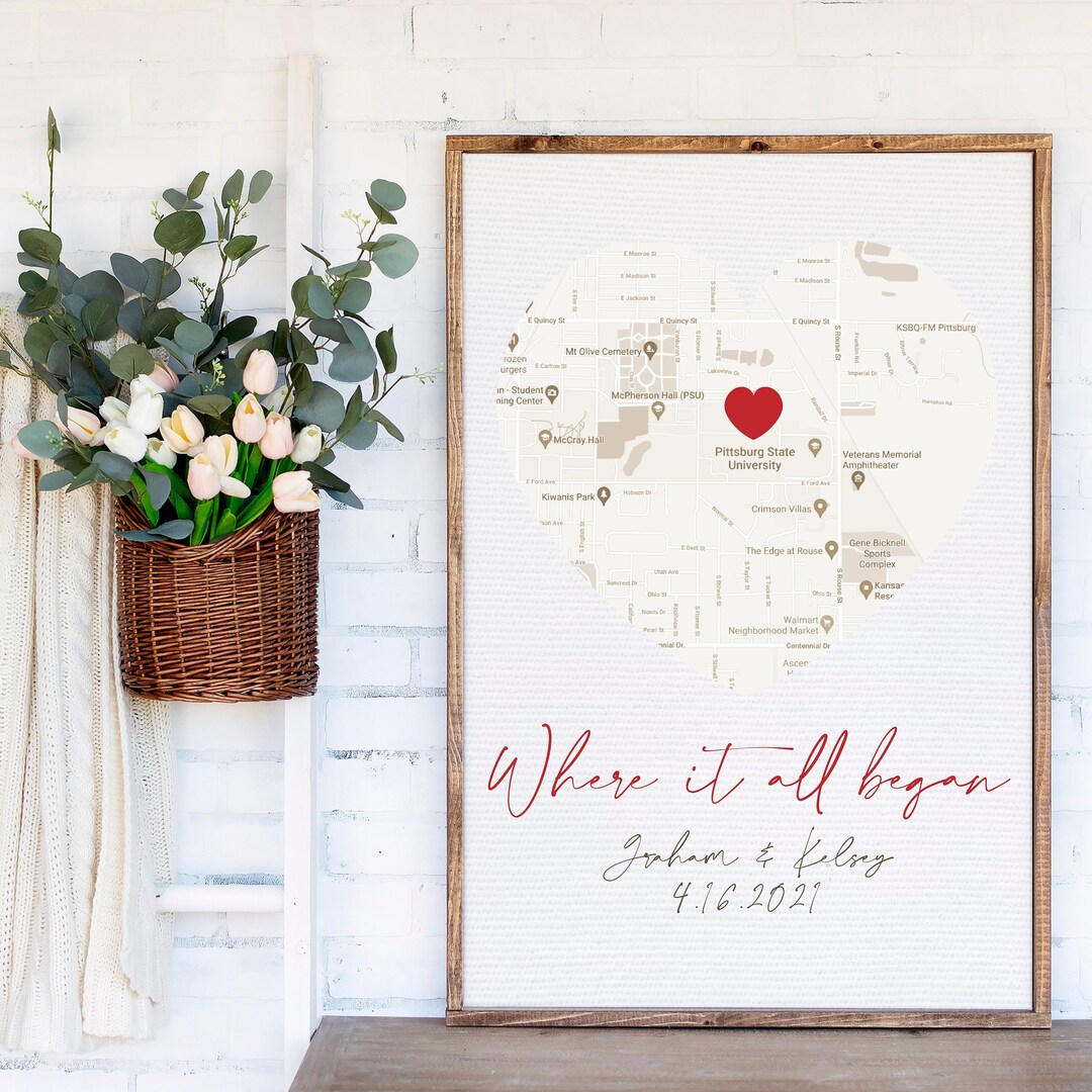 Engagement Map Wedding Map Custom Location Anniversary - Etsy