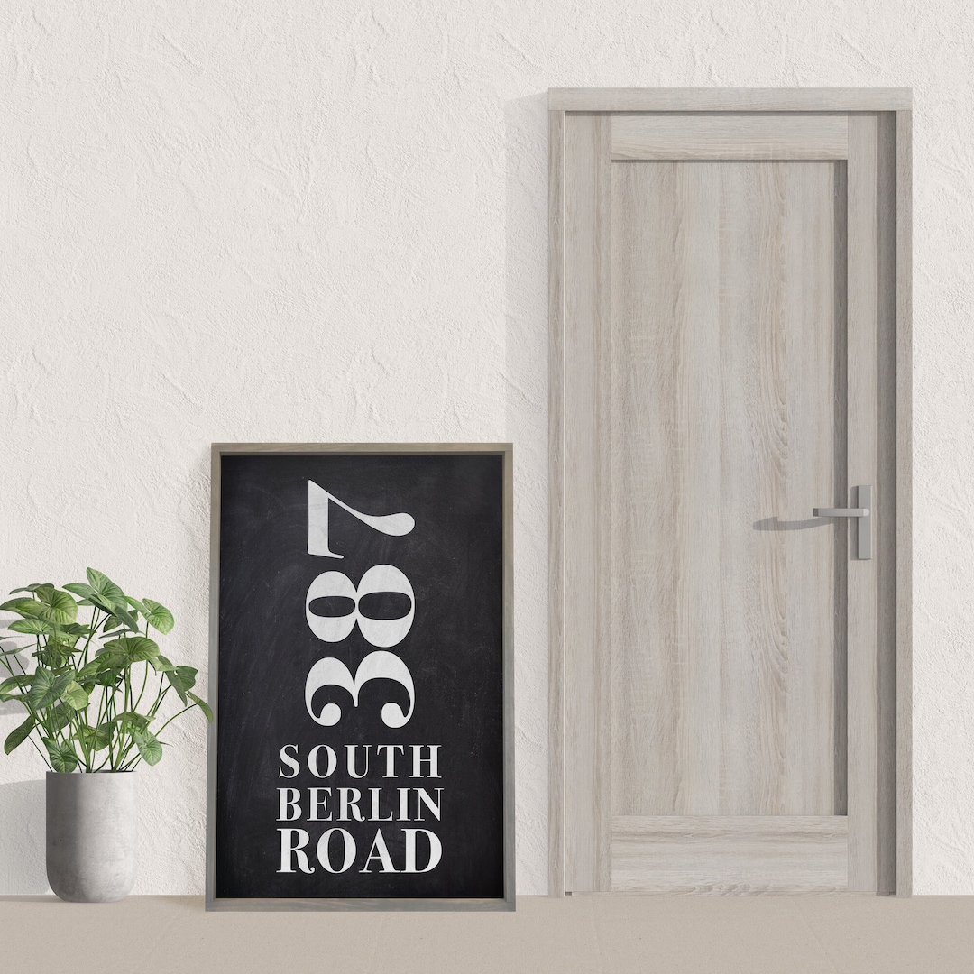 Modern Porch Address Sign on Canvas — Faux Chalkboard Texture, House ...