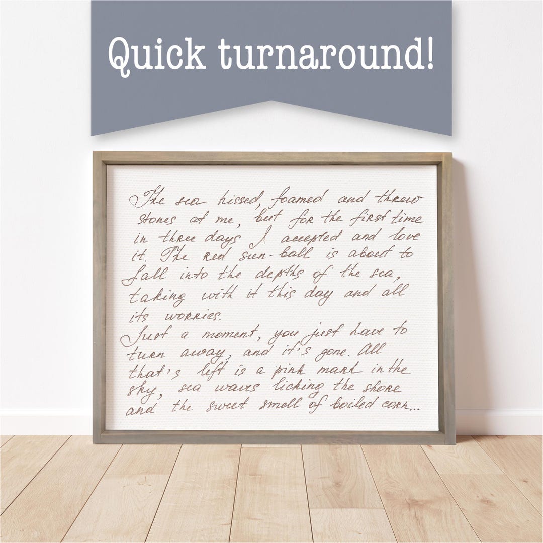 Your Handwriting on Framed & Unframed Canvas — Digital File Options ...