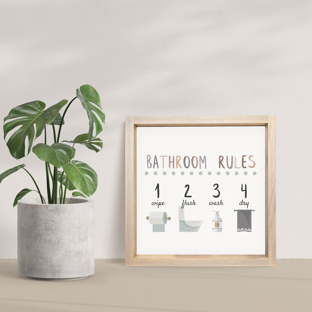 Bathroom Instructions - Bathroom Rule Illustrations: Boho Hygiene ...