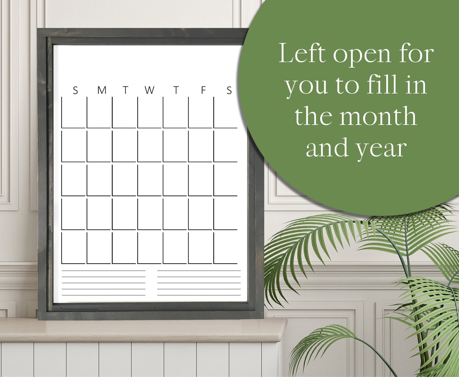 Modern Whiteboard Calendar FRAMED Customizable Vertical - Etsy