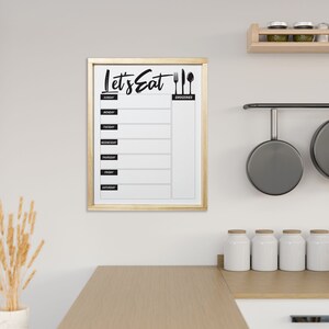 Weekly Meal Plan Whiteboard Let's Eat Menu Board FRAMED - Etsy