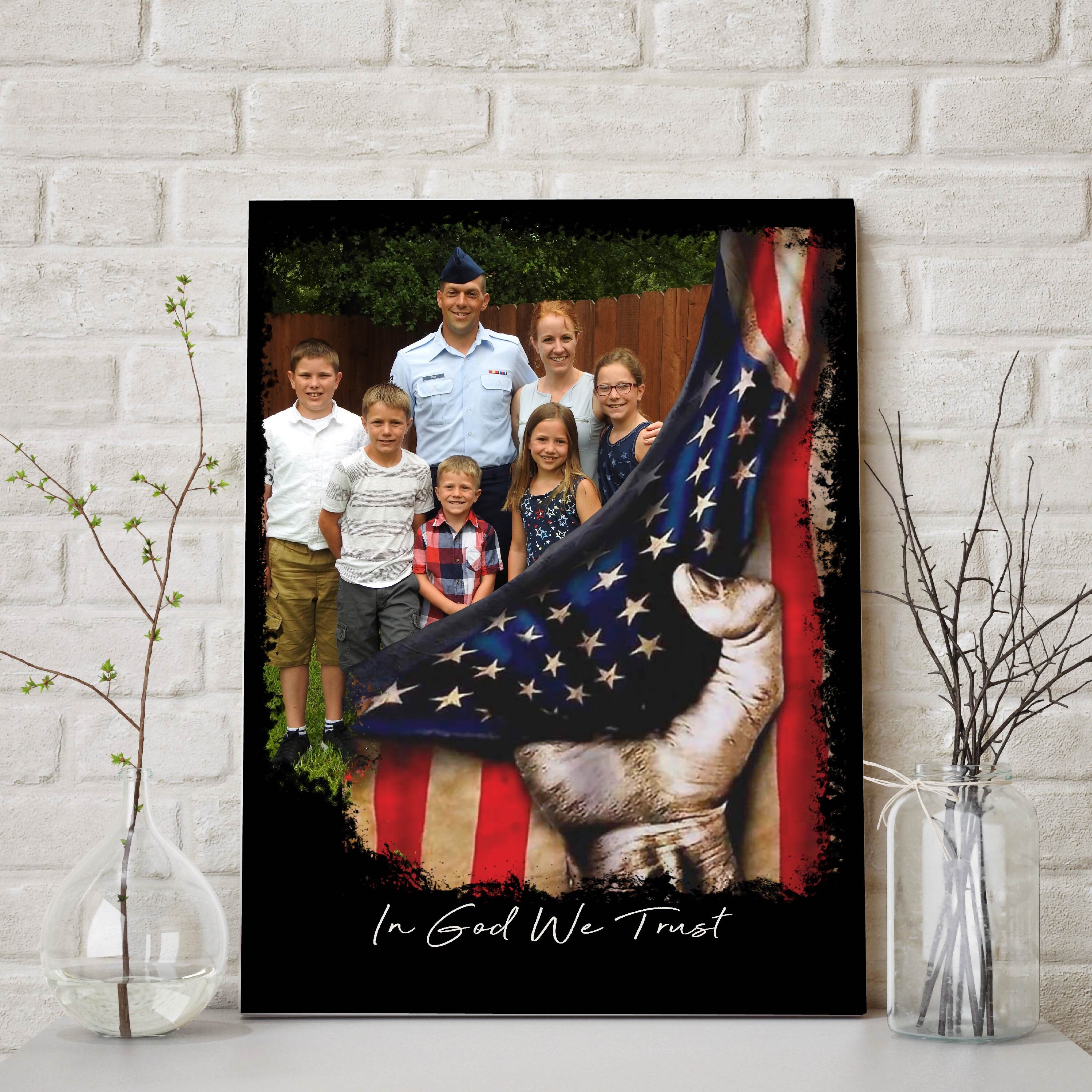 Flag border decorating your family photo Framed Distressed | Etsy