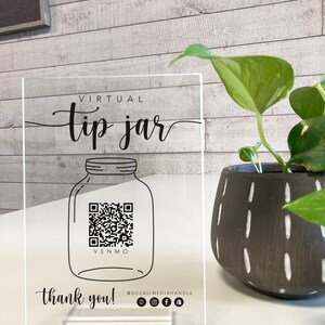 Virtual Tip Jar — QR Code Custom Acrylic Tip Display, Minimalistic ...