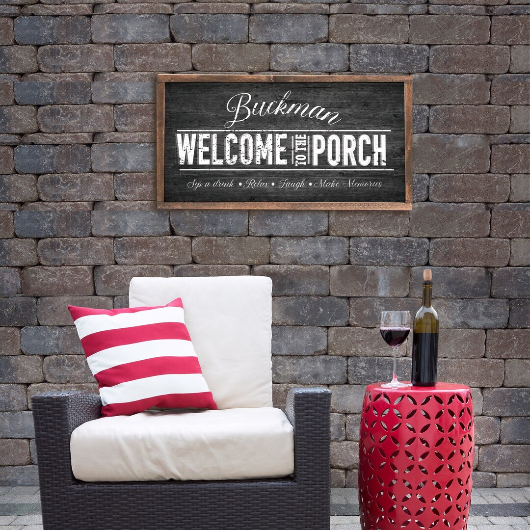 Welcome to the Porch Personalized Name Sign, Barnwood Textured ...