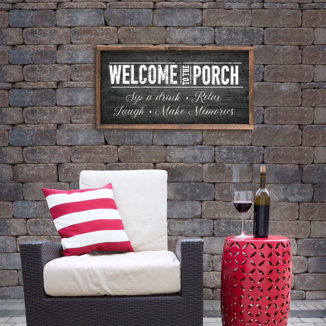 Personalized Welcome to the Porch Sign, Barnwood Textured Background ...