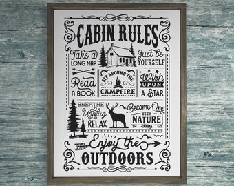 Cabin Rules Wooden Sign Cabin Rules Distressed Sign Cabin - Etsy