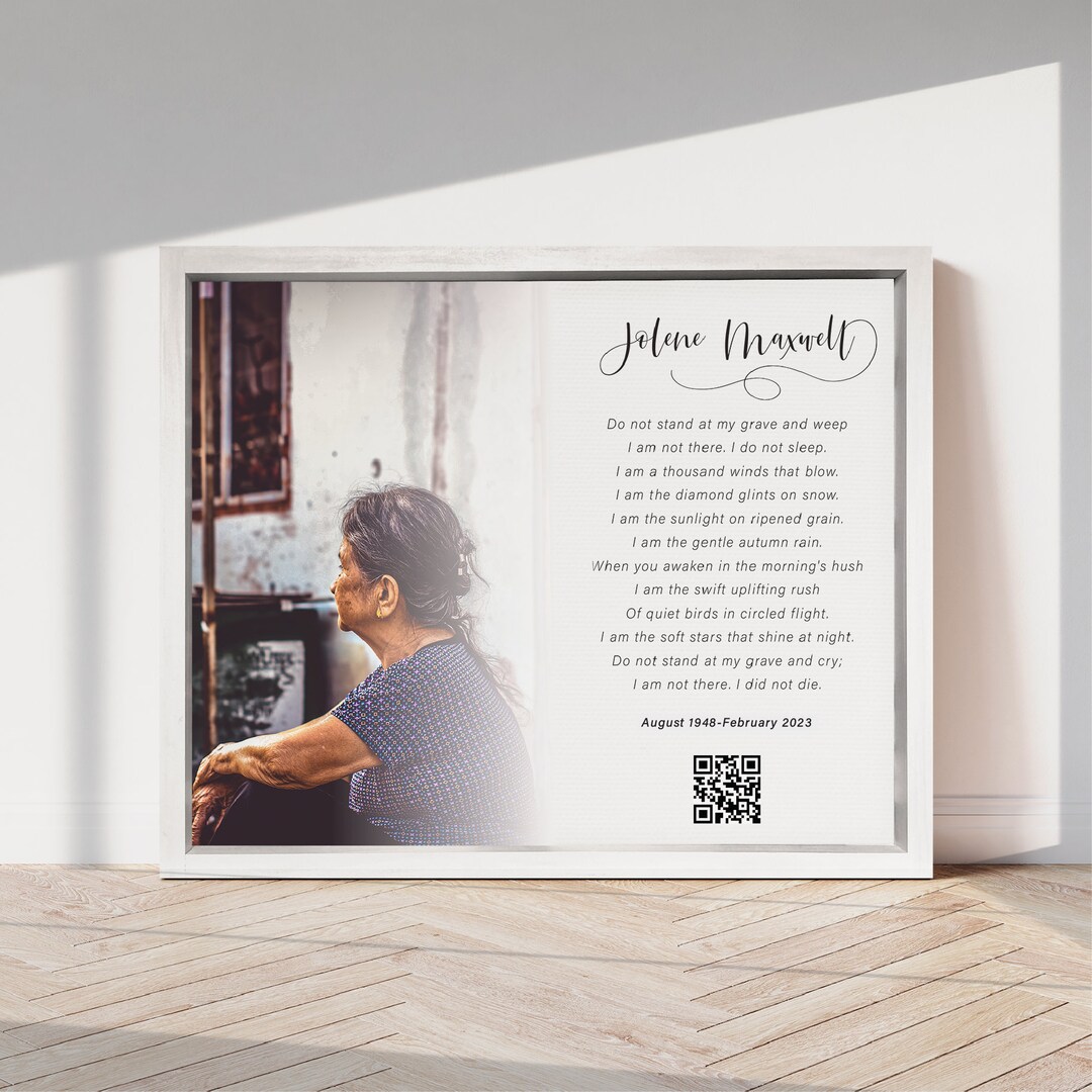 Poem and Photo With QR Code Custom Memorial Gift With Photo & Soundwave ...
