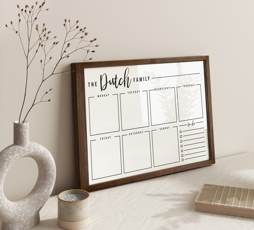 Custom Name Weekly Planner, Decorative Framed Whiteboard Planner ...