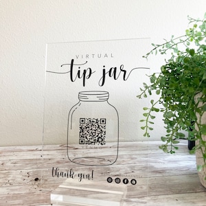 Virtual Tip Jar — QR Code Custom Acrylic Tip Display, Minimalistic ...