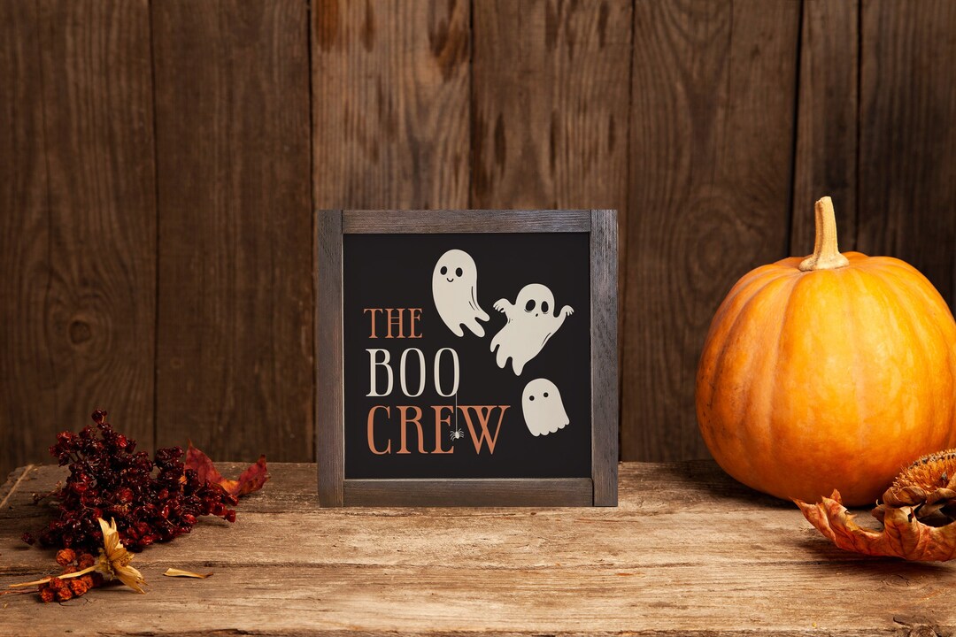 The Boo Crew — Cute Ghost Family Signs, Framed Canvas Farmhouse Decor ...