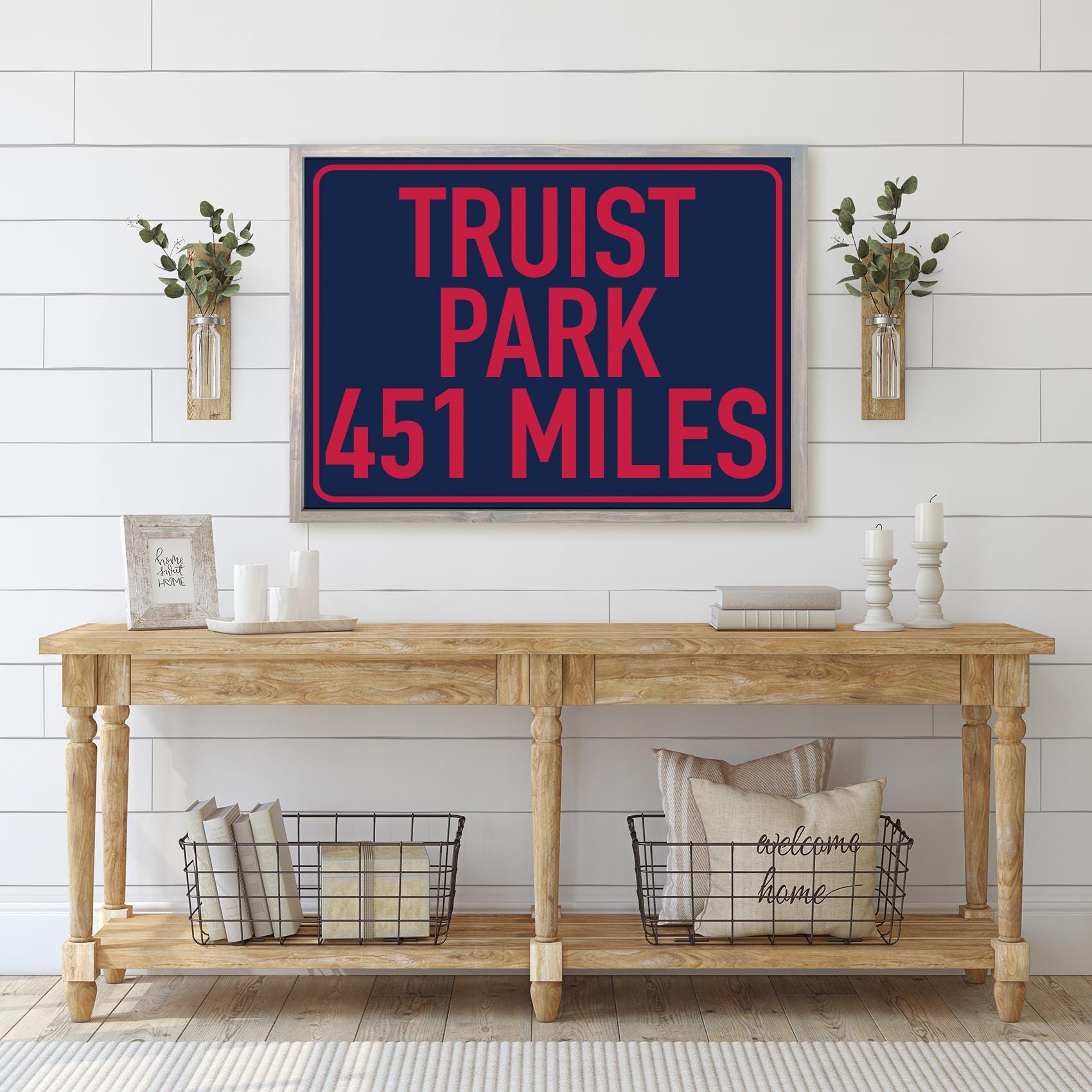 Atlanta Braves Inspired Stadium Sign — Truist Park, Sports Signs, Man ...