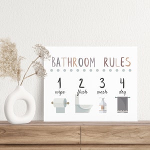 Bathroom Instructions - Bathroom Rule Illustrations: Boho Hygiene ...