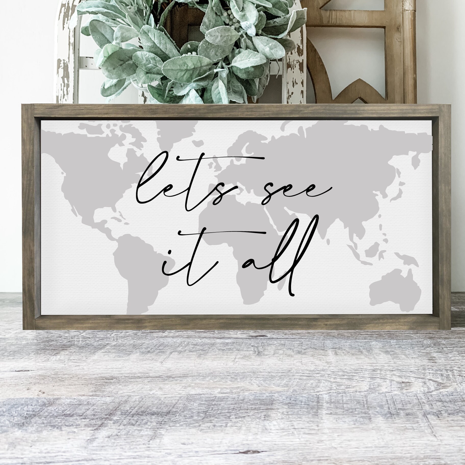 Let's See It All Map — Framed Canvas Wall Decor, Background Color ...
