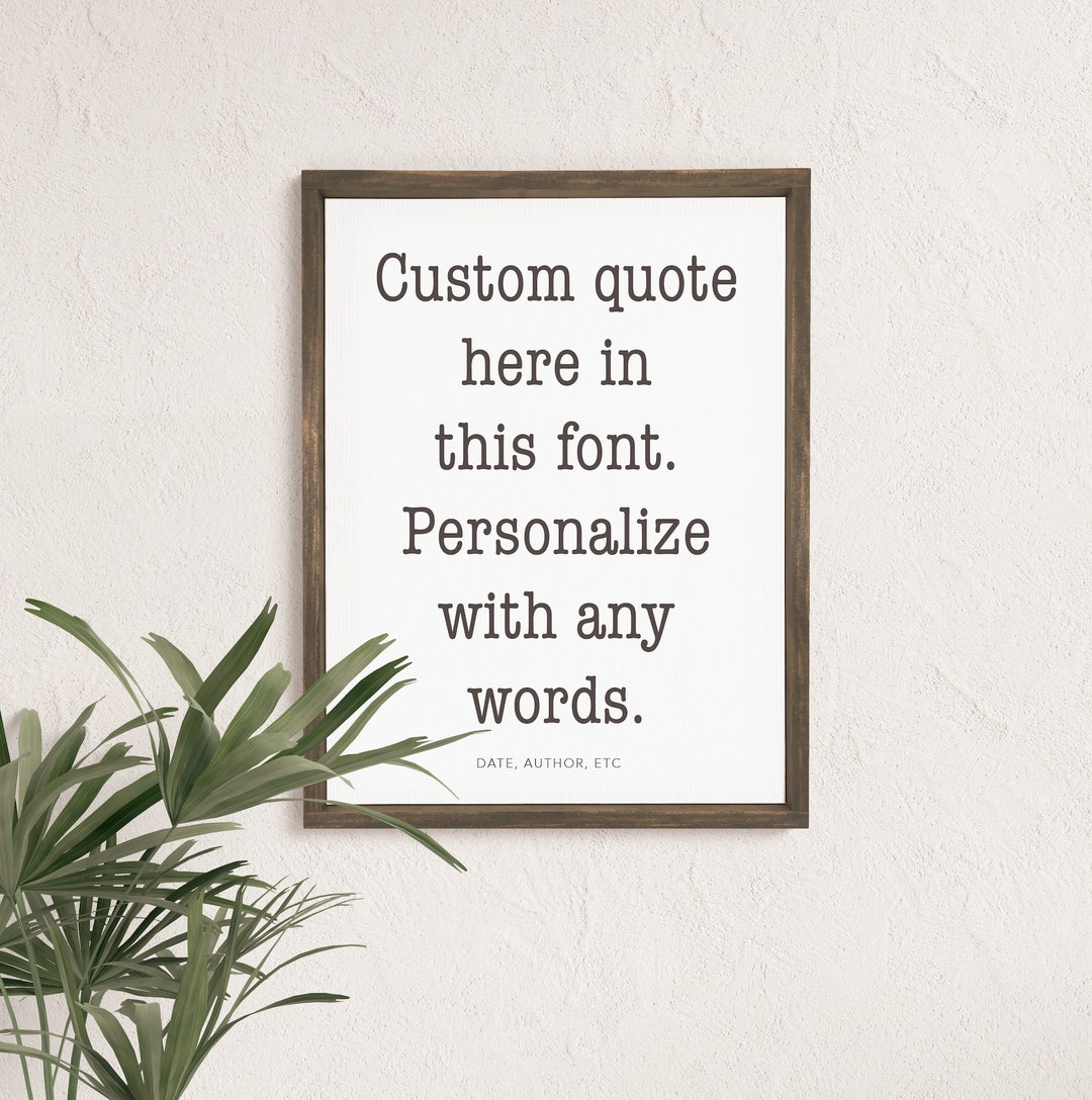 Custom Quote Print — Framed Canvas, Multiple Sizes, Background Colors ...