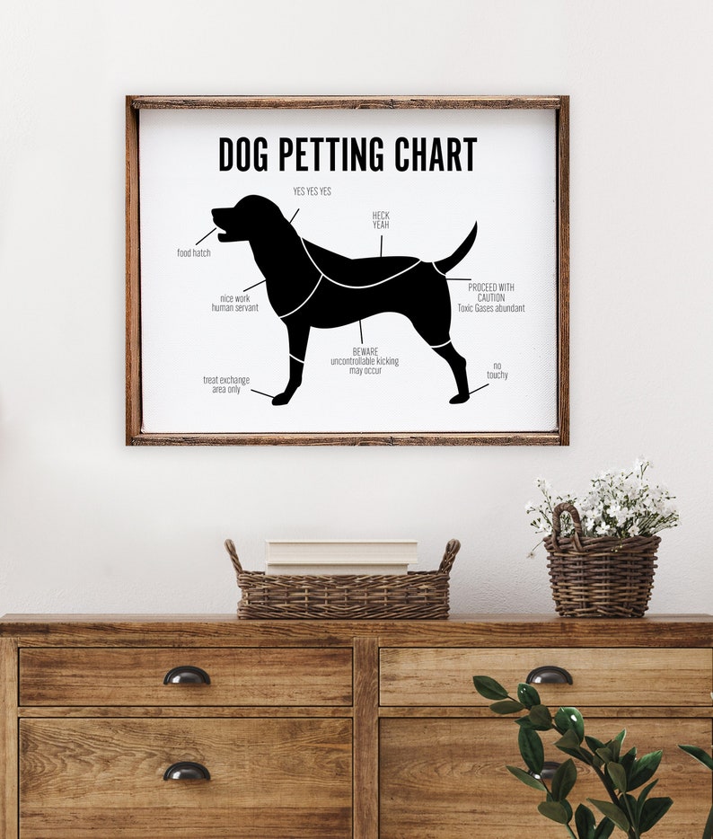 Dog Petting Chart - Print on Canvas, Funny Dog Print, Dog Wall Art ...