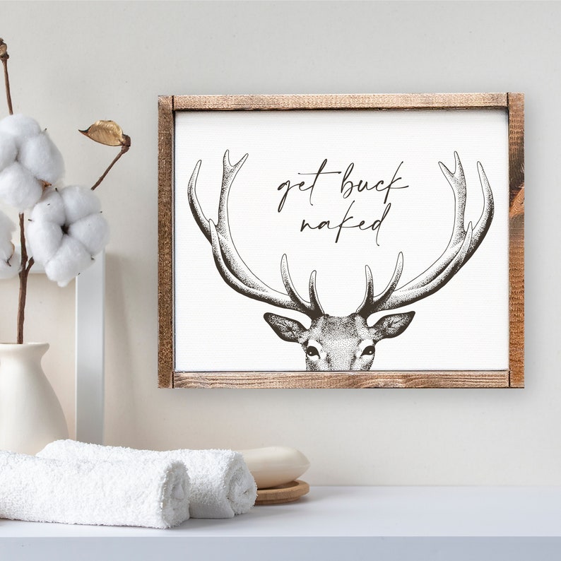 Get Buck Naked Funny Bathroom Signs Vintage & Retro - Etsy