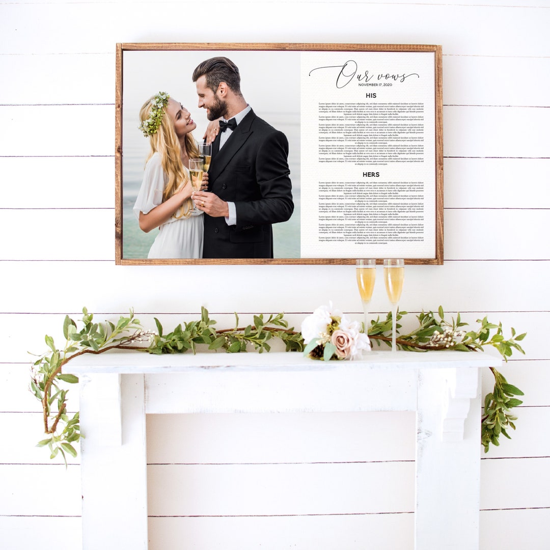 Custom Framed Wedding Vow Print on Canvas, Personalized Vows and ...