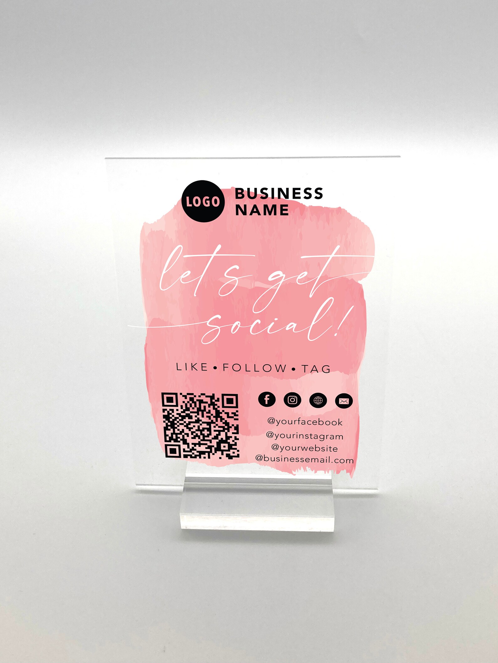 Let's Get Social — Custom QR Code Acrylic Social Media Display ...