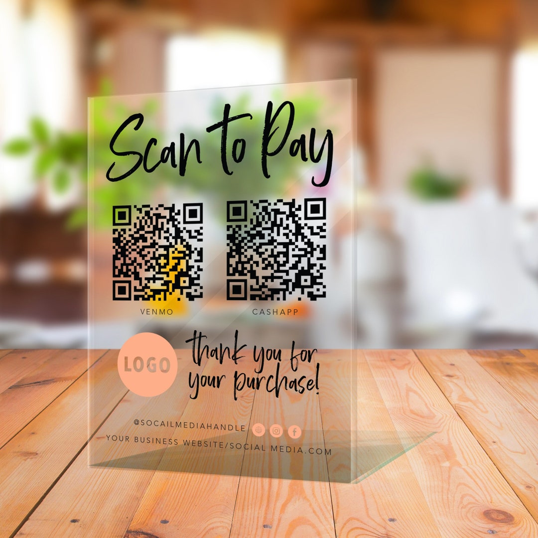 Scan Here to Pay — QR Code Custom Acrylic Business Display, Online ...