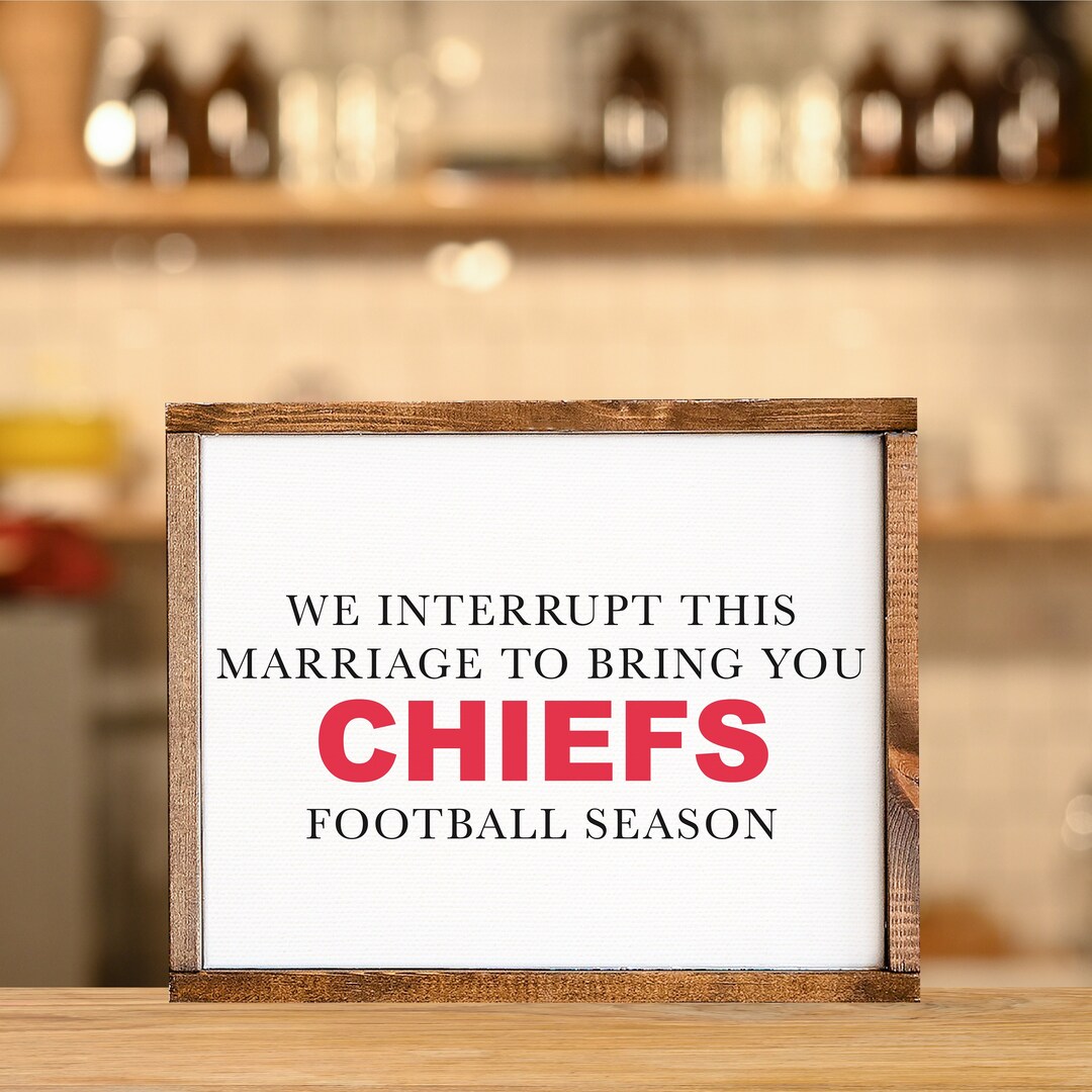 Kansas City Chiefs Inspired Football Sign, Mancave Decor, Framed Canvas ...