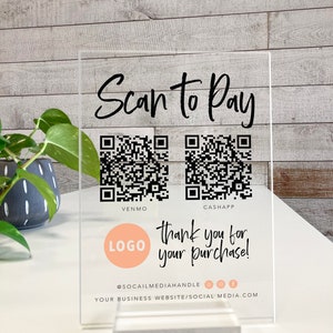 Scan Here to Pay — QR Code Custom Acrylic Business Display, Online ...