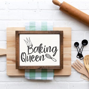 Baking Queen — cute Fun Kitchen Wall Signs, Framed Canvas Farmhouse ...