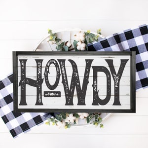 Howdy — Rustic Wood Background Printed Onto Wood, Farmhouse Decor ...