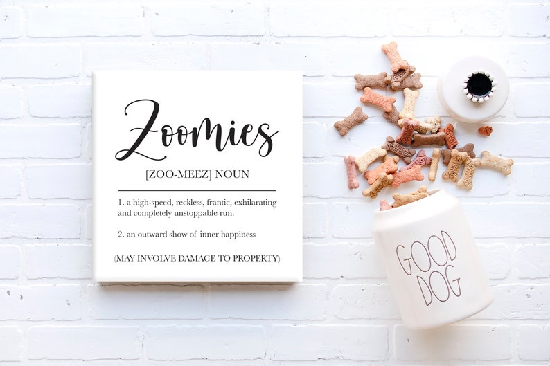 Zoomies — Pet Definition Print on Canvas, Farmhouse Decor, Pet Wall ...