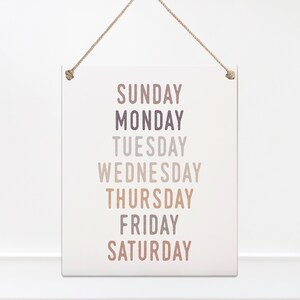 Days of the Week - Kids Study Time Wall Art, Learning Signage, Boho ...