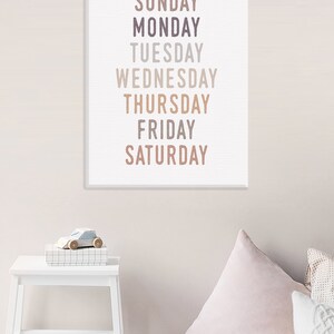 Days of the Week - Kids Study Time Wall Art, Learning Signage, Boho ...