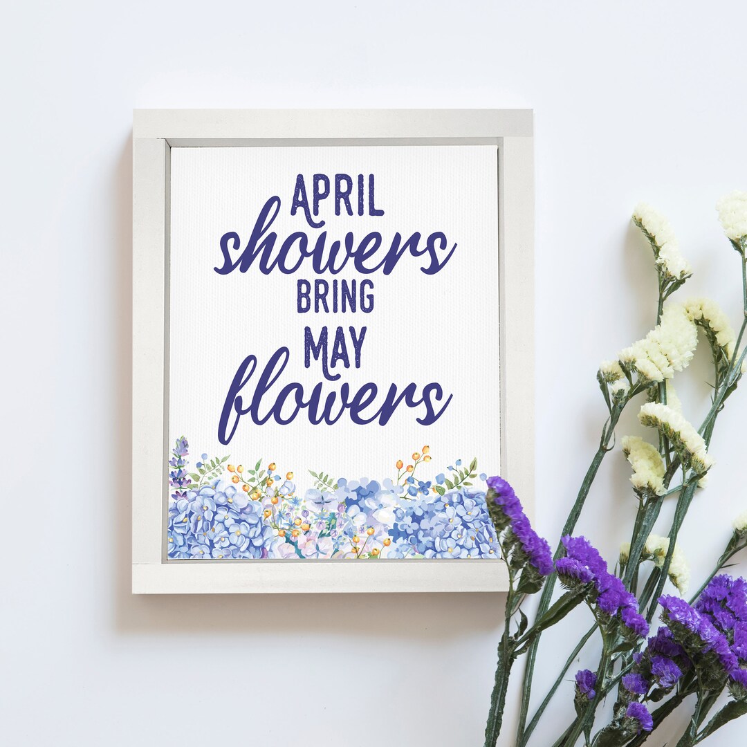 April Showers Bring May Flowers — Spring Farmhouse Canvas, Easter ...
