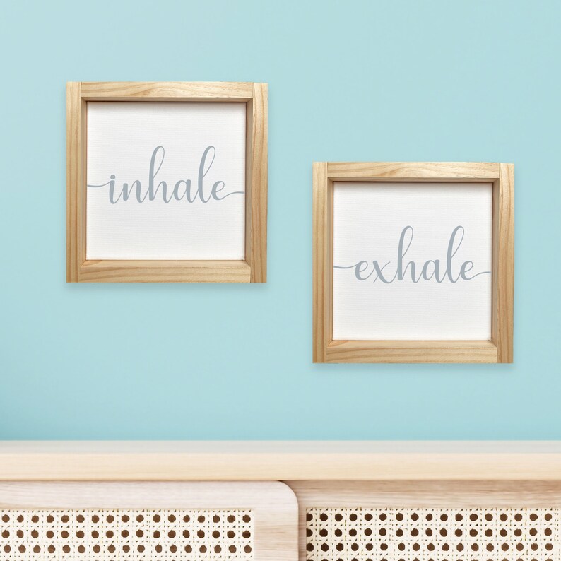 Inhale Exhale (2) Frame Bundle — Meditiation Zen Decor, Framed Canvas ...