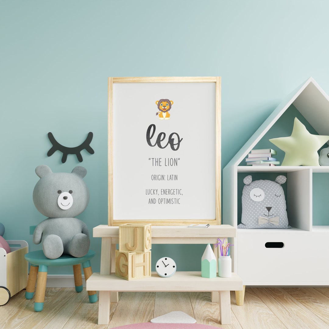 Leo Name Meaning, Custom Boy Names, Nursery Wall Hangings, Baby Shower ...