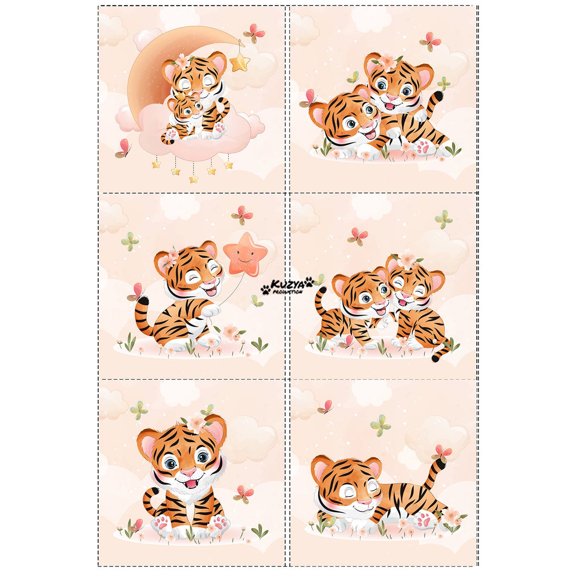 Baby Fabric Panels Cute Little Tigers. Fabric Panels for Quilting ...