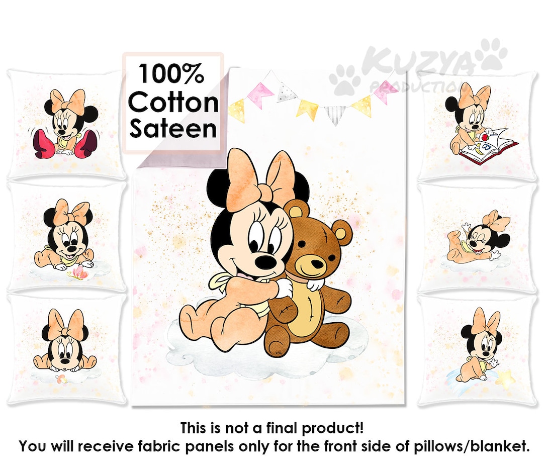 Fabric Panels for Quilting Coral Baby Minnie Mouse, Fabric Panel for ...