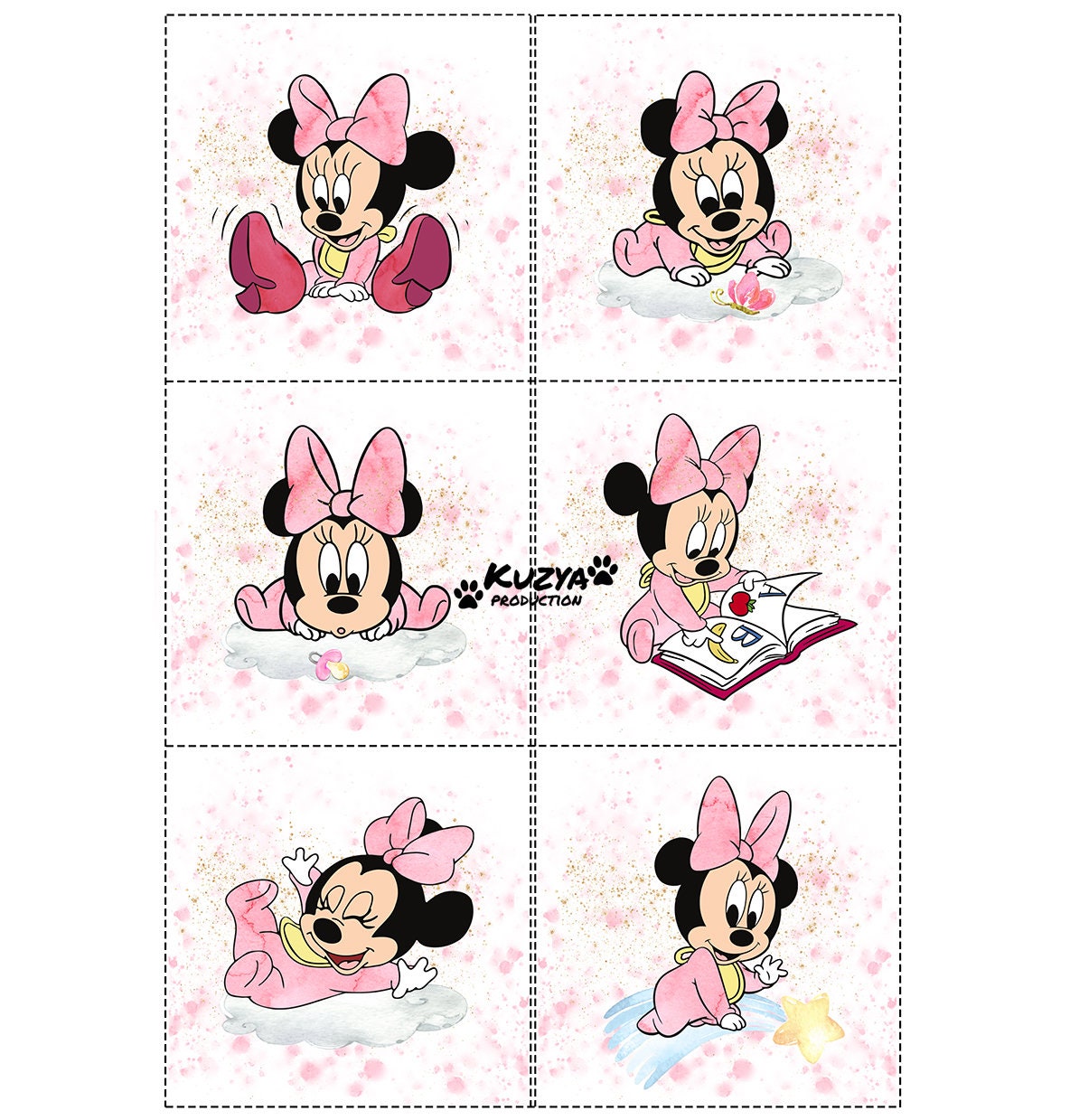 Fabric Panels for Quilting Pink Baby Minnie Mouse. Quilt Panels for ...