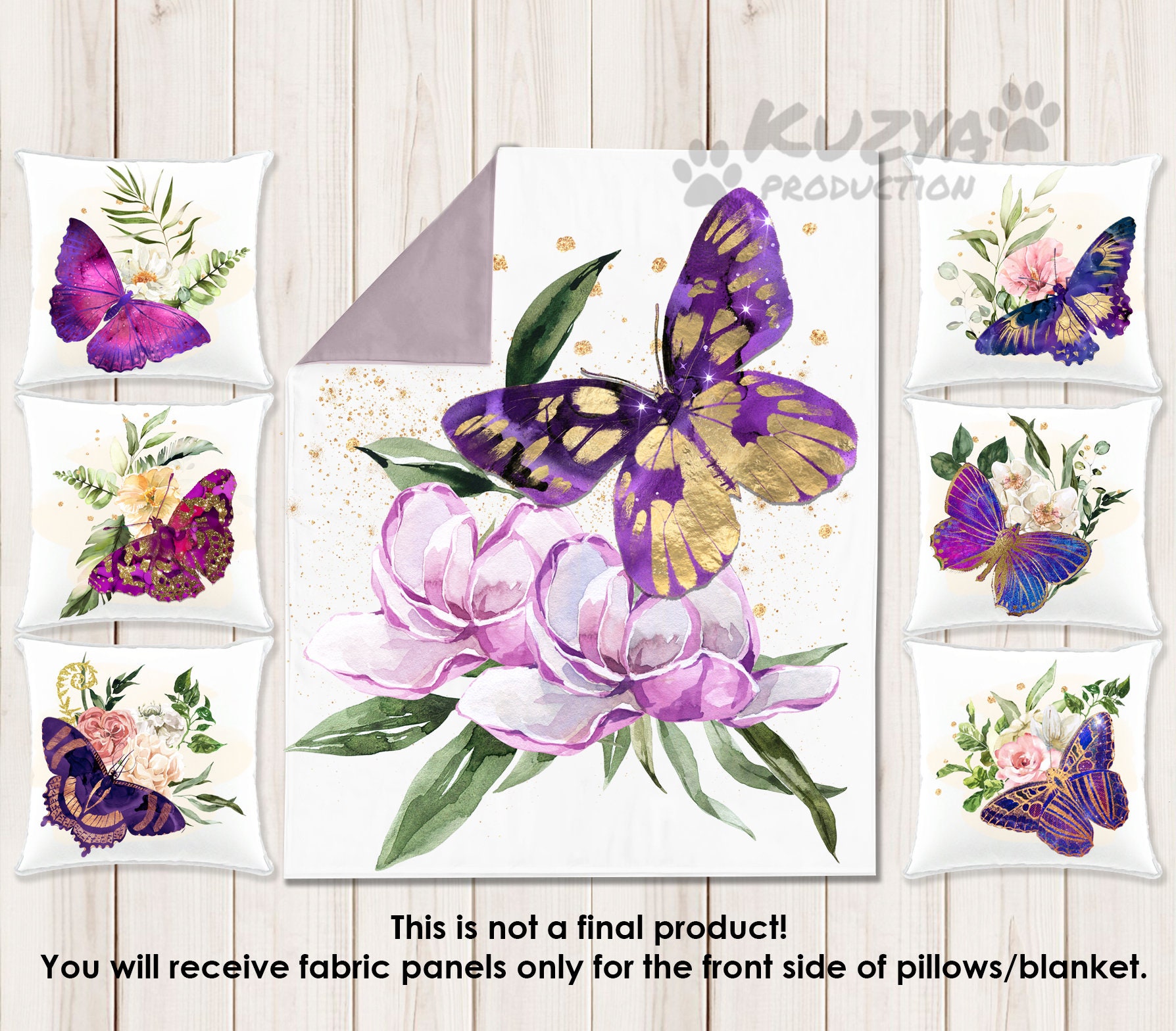 Quilting fabric panel set Butterflies and flowers. Sewing | Etsy