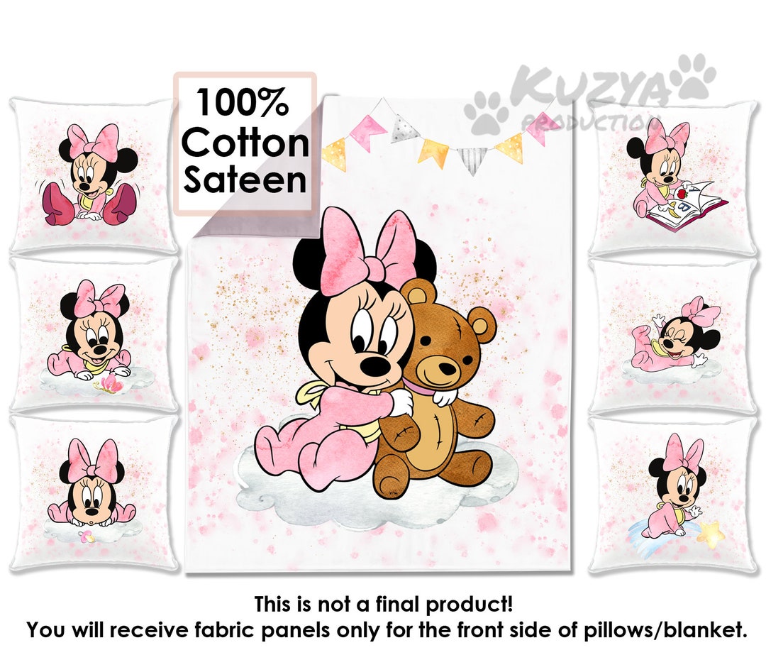 Fabric Panels for Quilting Pink Baby Minnie Mouse. Quilt Panels for ...