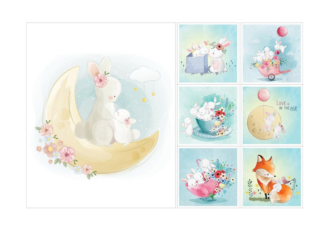 Baby Quilt Panel for Girl, Fabric Panel for Baby Quilt, Cotton Baby ...