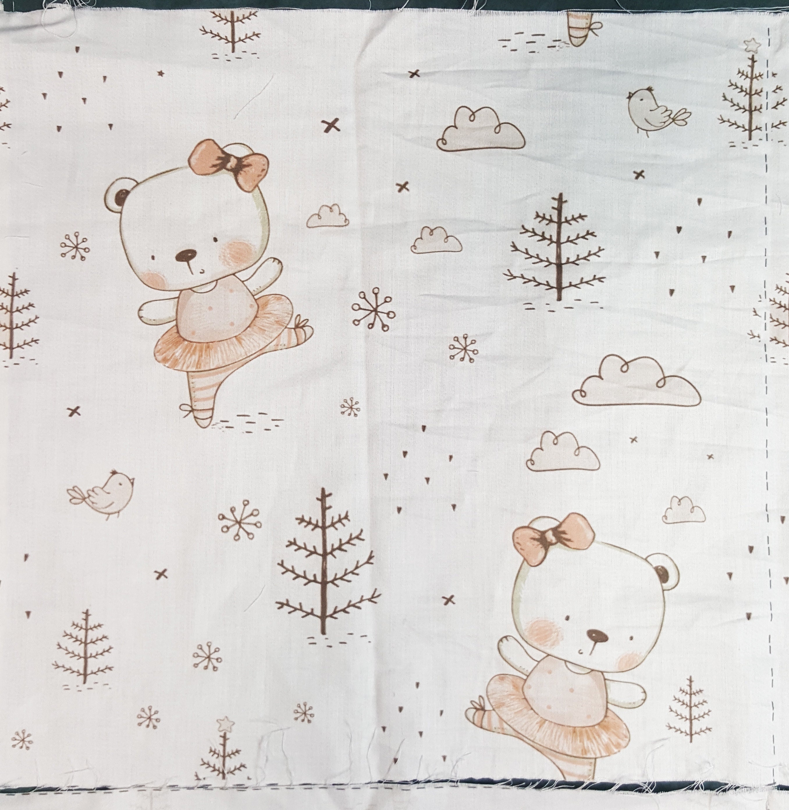 Fabric Panel Set Cute Girl Baby Bear. Watercolor Quilting Panel, Cotton ...