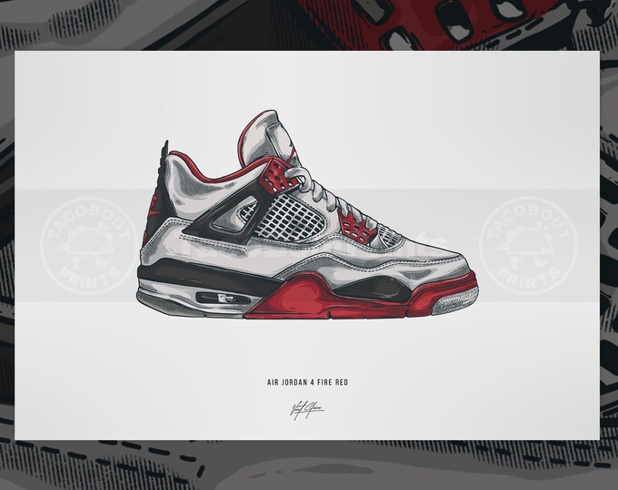 Air Jordan 4 Print Poster Air Jordan 4 OG Art Illustrated - Etsy