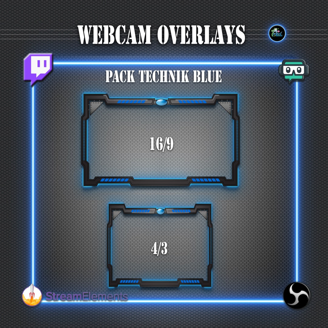 Webcam Overlay - Blue - 2 Animated and 2 Static - Etsy