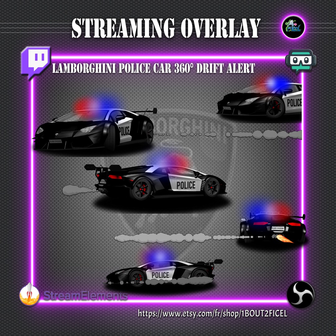 Flow Overlay Lamborghini Police 360 Drift Blue and Red Rotating Beacon ...