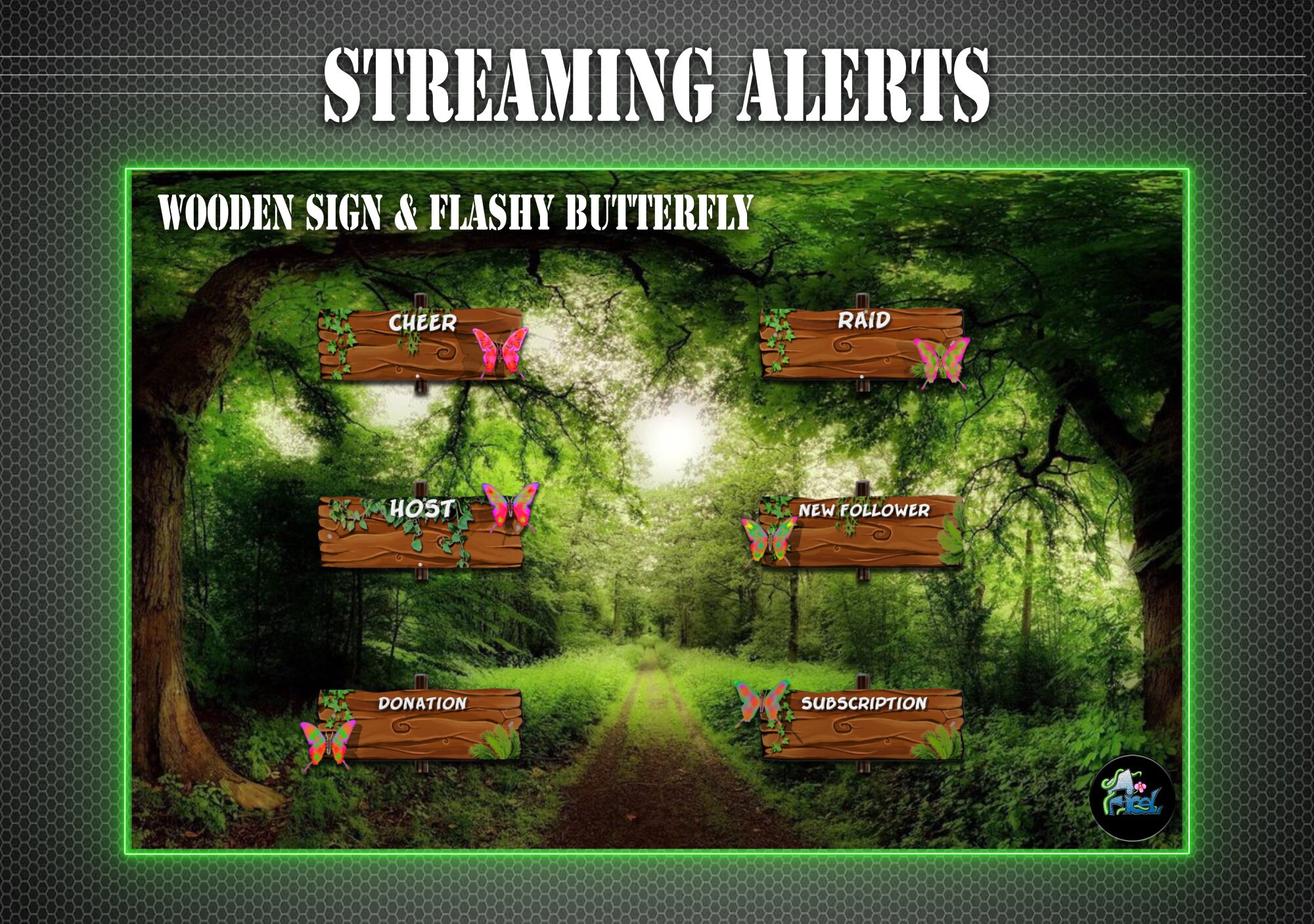 Streaming Alerts Wood Panel and Flashy Butterfly - Etsy