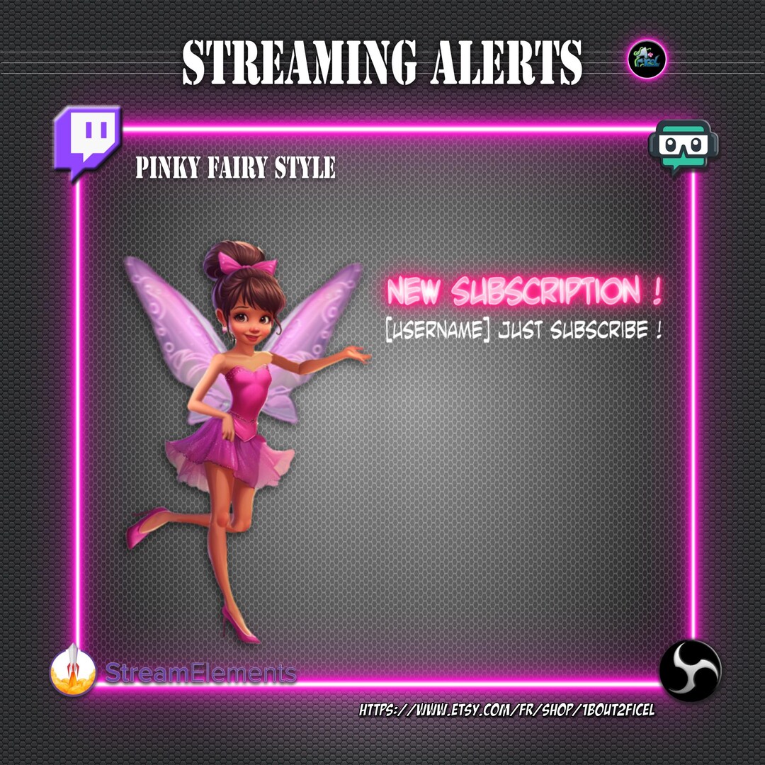 Pinky Fairy Animated Alerts for Twitch and Youtube - Kawaii Style - Etsy