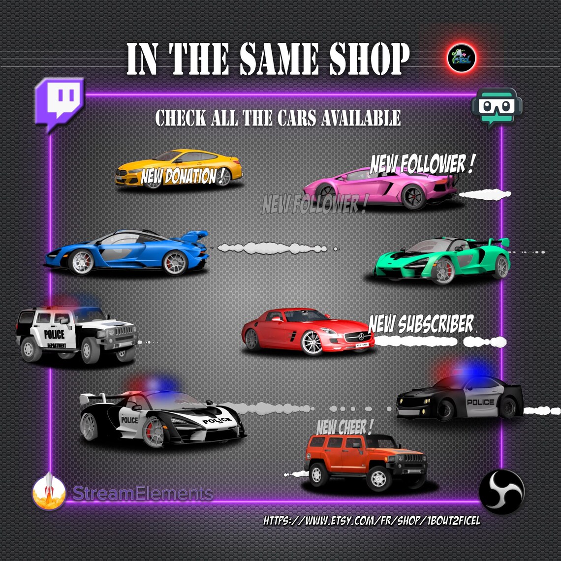 Streaming Alert - Blue Racing Car - 3d Car - Compatible Streamlab ...