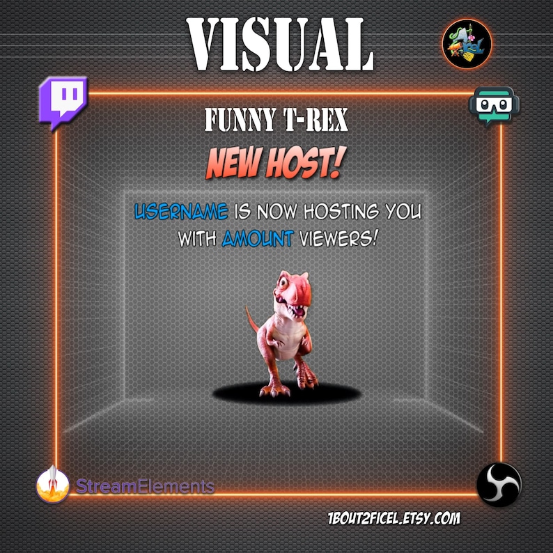 Funny T-rex Streaming Alerts .WEBM + Animated Overlay Decorations ...