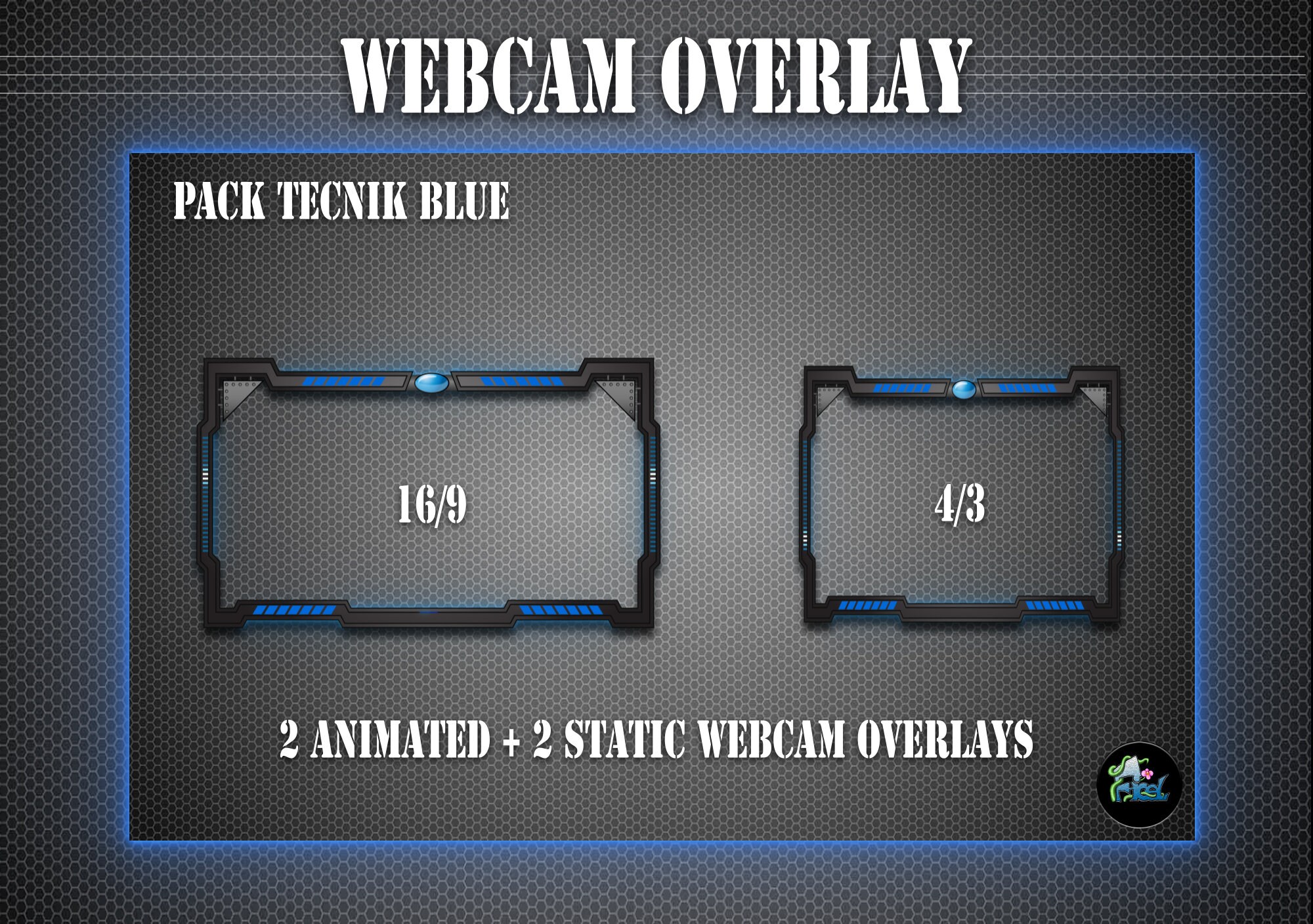 Webcam Overlay Blue 2 Animated and 2 Static - Etsy